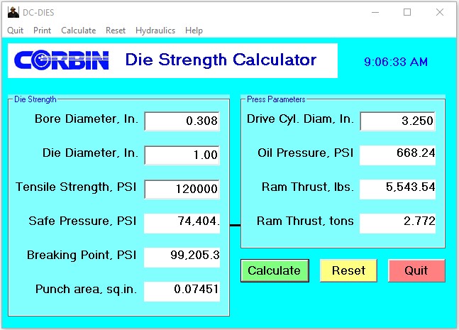 Die Pressure and Press Design | Corbins